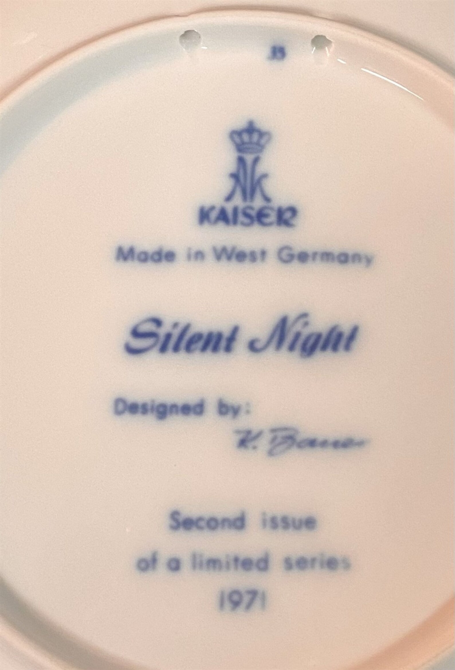 Kaiser West Germany Christmas Plate 1971 "silent Night" Deer and ...