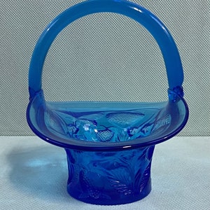 RARE Vintage Royal Blue Cambridge Glass Inverted Strawberries Art Glass ...
