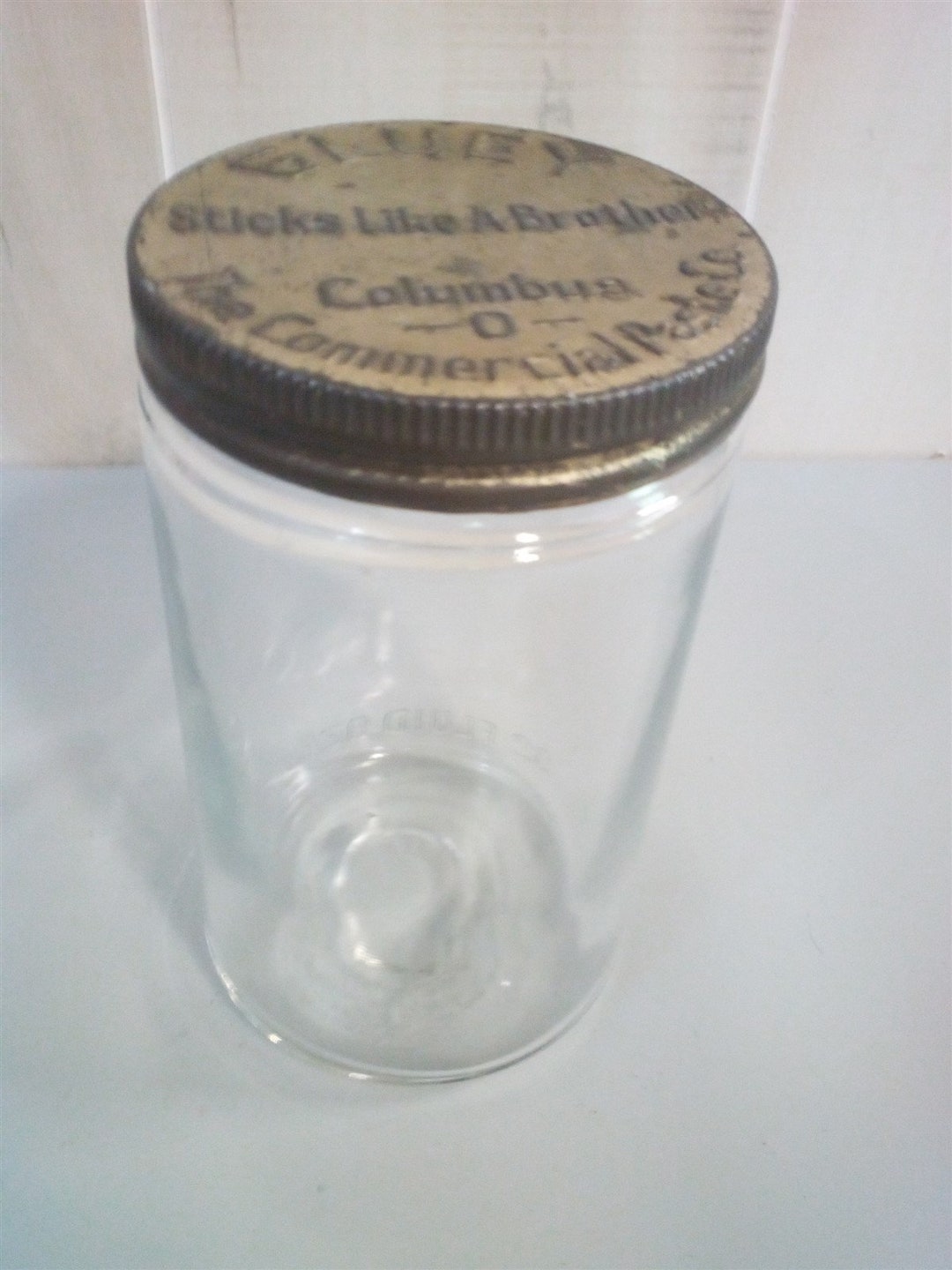 Gluey Vintage Paste Jar 32oz Clear Glass With Lid - Etsy