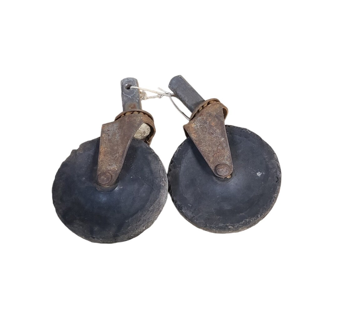 Vintage Set of Two Industrial Wheel Casters Primitive Antique Rustic ...
