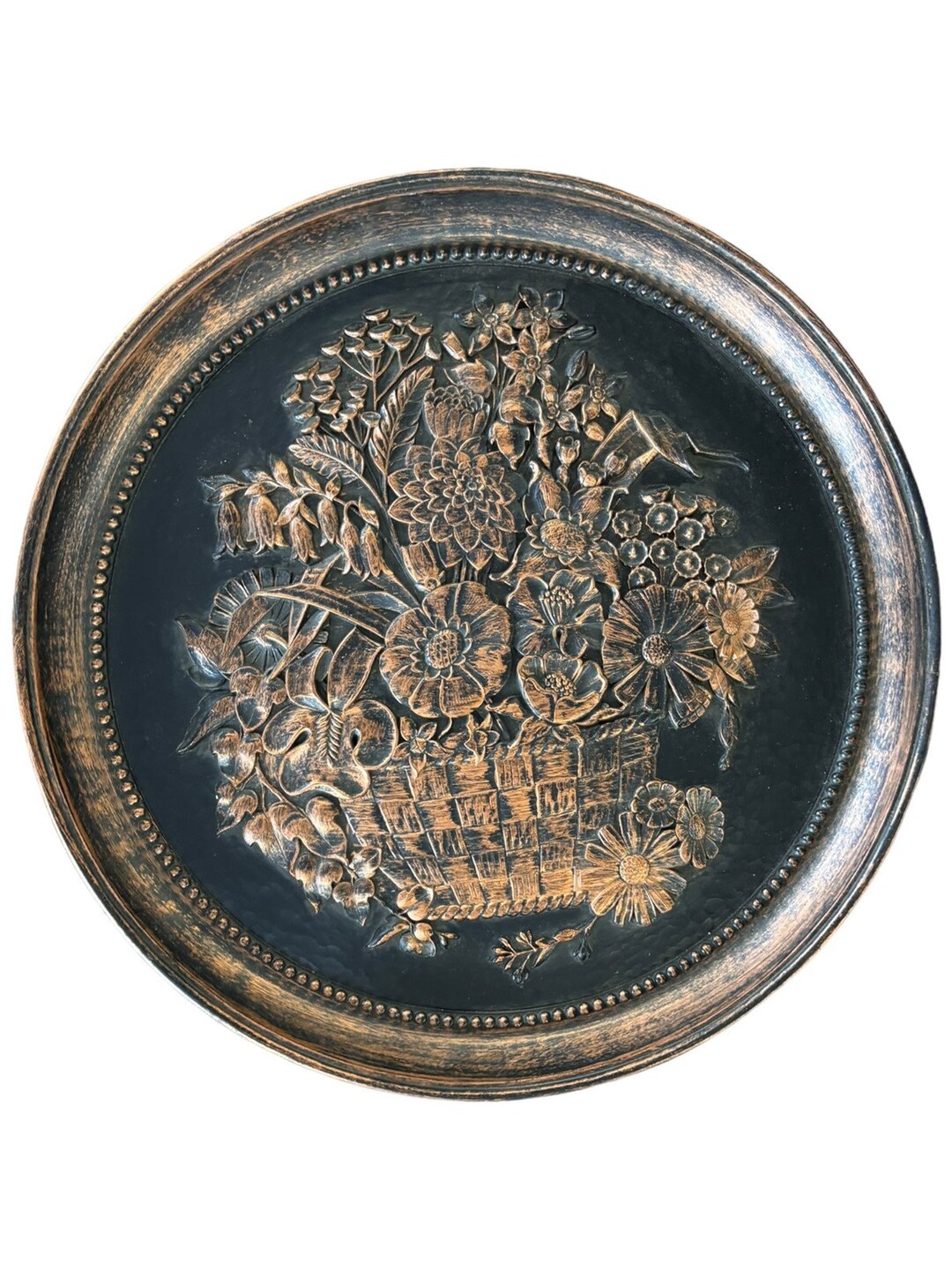 Dart Industries Copperware Tray With Flowers in a Basket Design 7460 - Etsy