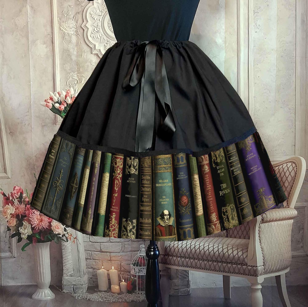 Library Books Full Skirt - 50's Style - Literary Costume - Plus Size ...