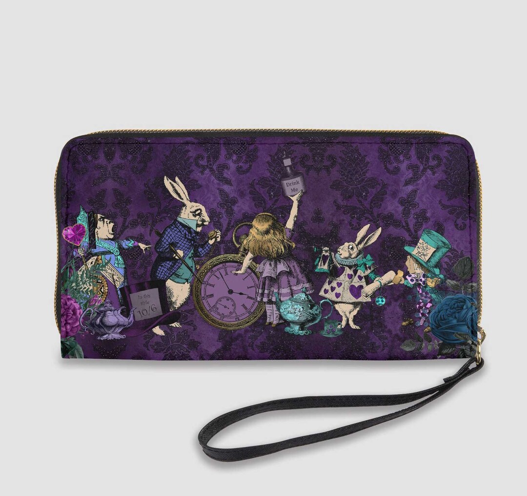 Alice in Wonderland Clutch Purse Wallet - Gothic Alice Purple Design ...