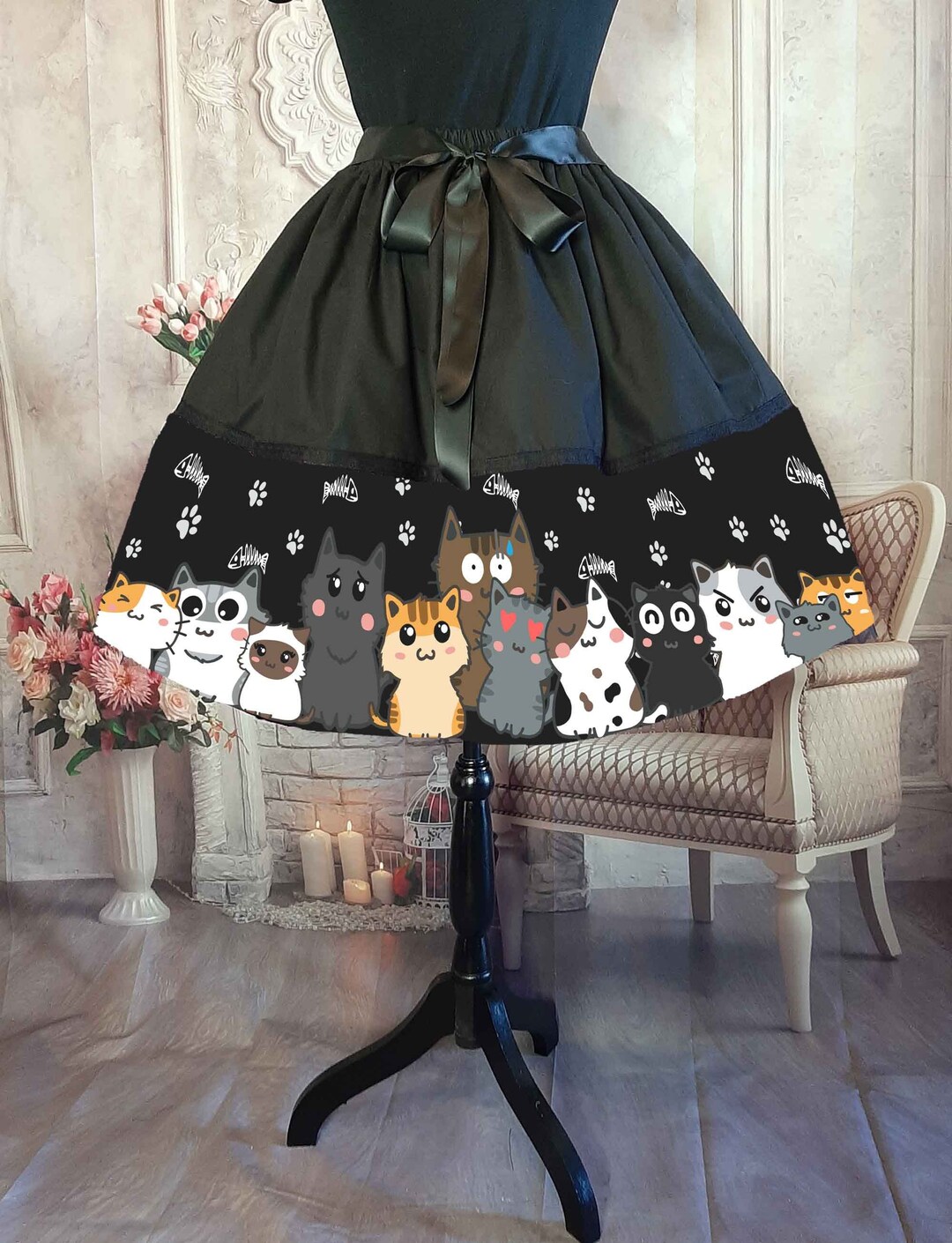 Cute Kitty Cats Full Skirt - 50's Style Costume Skirt - Cat Costume - Etsy
