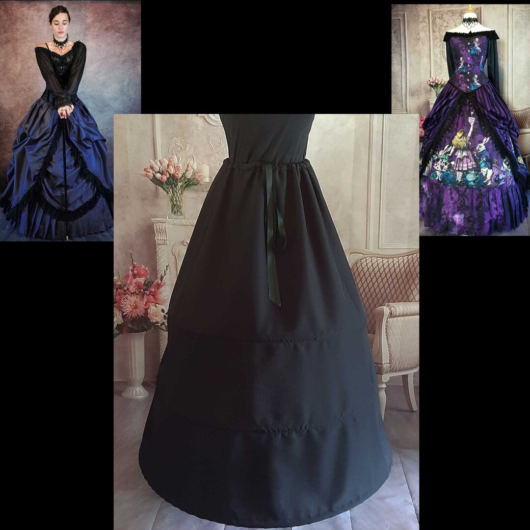 Black Hoop Skirt - Steel Boned Small Crinoline - Black Wedding ...