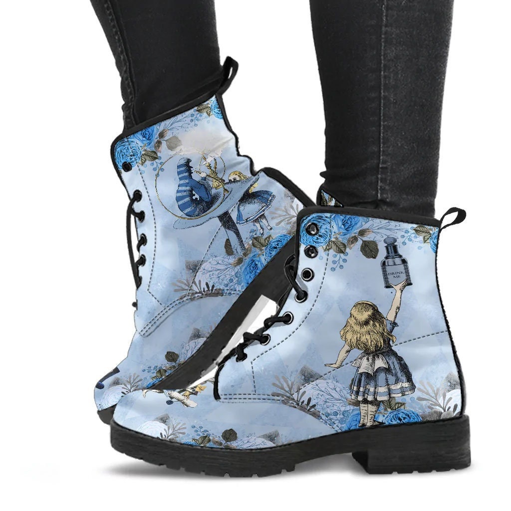 Blue Alice in Wonderland Boots Alice Pale Blue White Rabbit - Etsy