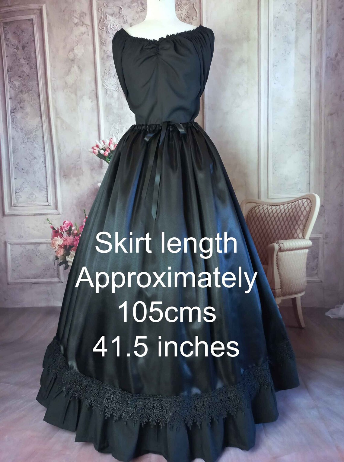 Long Black Satin Majestical Petticoat Black Bridal Skirt - Etsy