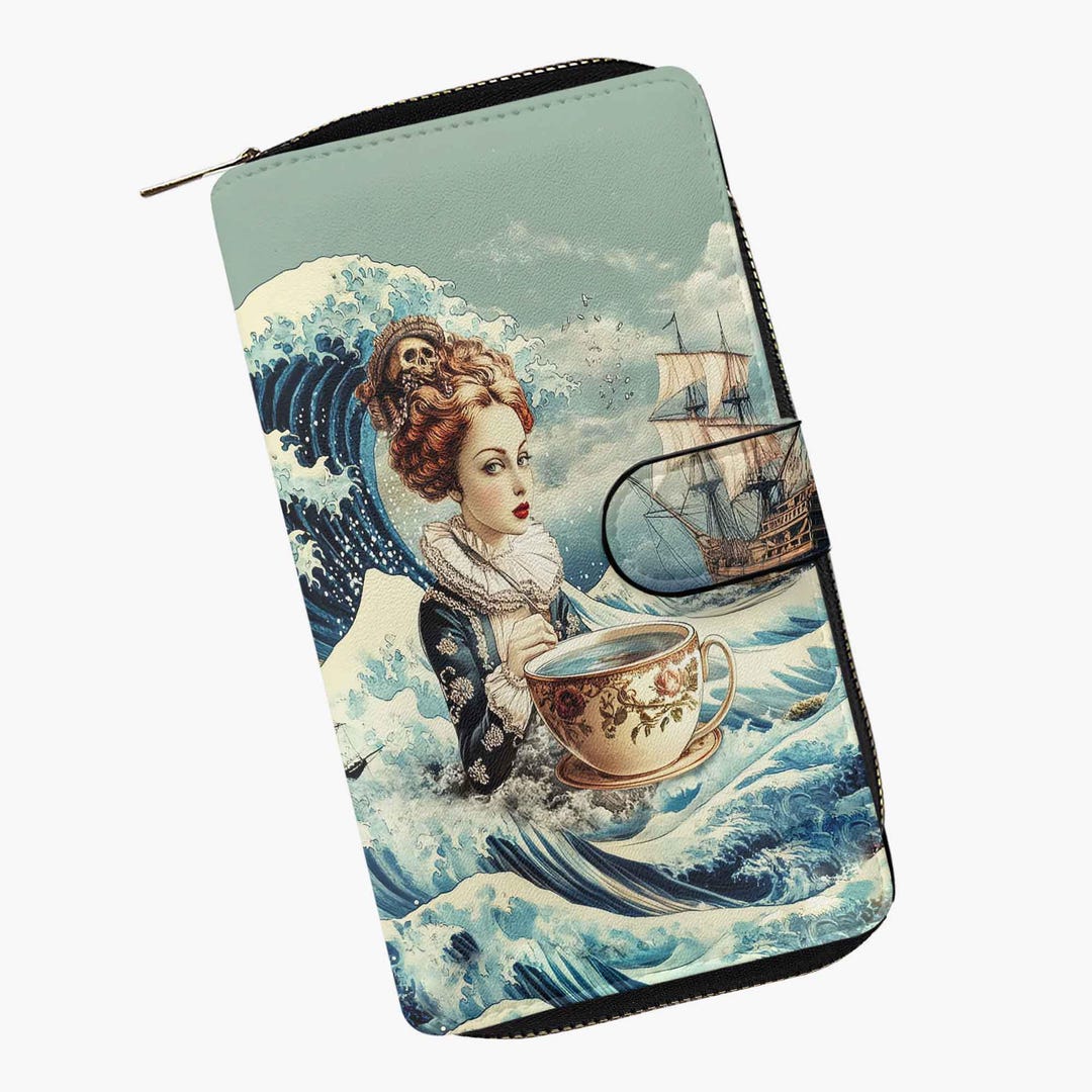 Steampunk Teacups and Great Wave Long Wallet JPTEA1 - Etsy