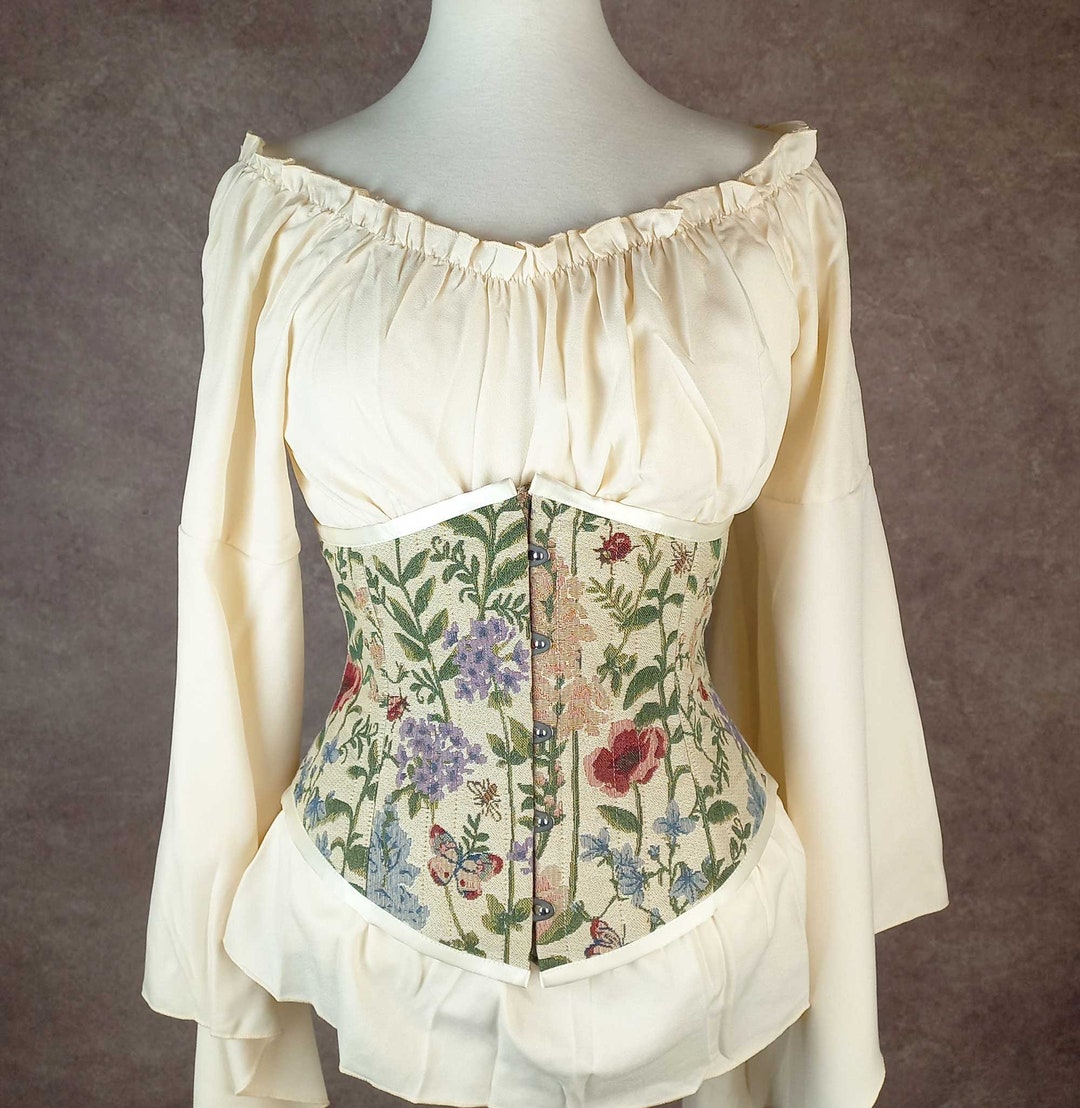 Ivory Floral Tapestry Lilly Underbust Corset - Plus Size Friendly ...