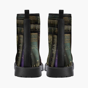 Vintage Books Combat Boots - Dark Academia Aesthetic Shoes - Librarian ...