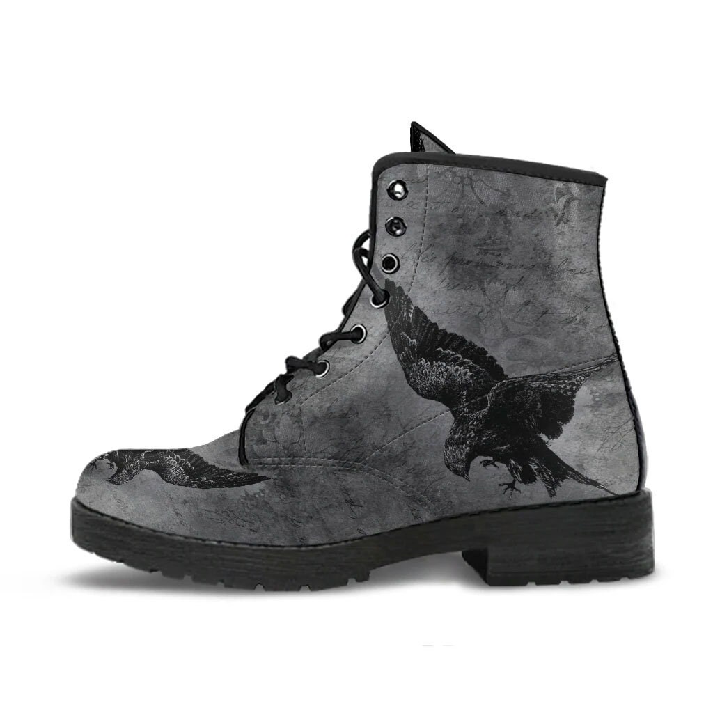Raven Boots Gothic Grey Vegan Leather Combat Boots RAV1 - Etsy