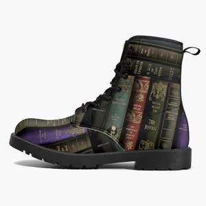 Vintage Books Combat Boots - Dark Academia Aesthetic Shoes - Librarian ...