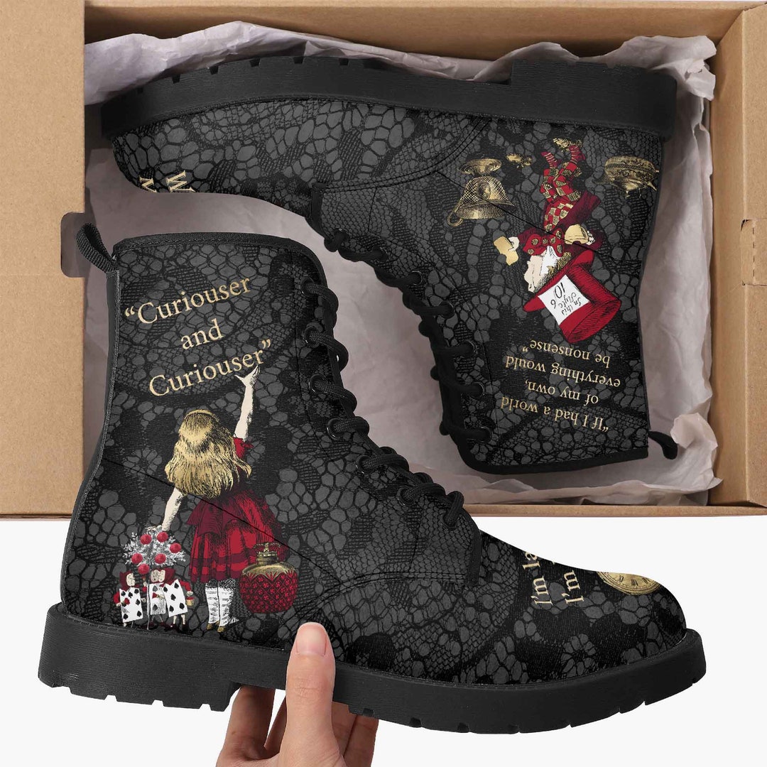 Alice in Wonderland Classics Quotes Gothic Combat Boots (JPRGQUOTE) - Etsy