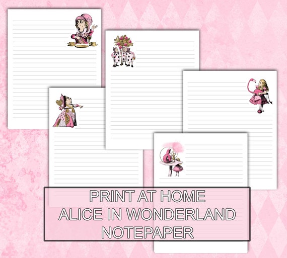 Alice in Wonderland Delightful Notepaper PRINT AT HOME - Etsy