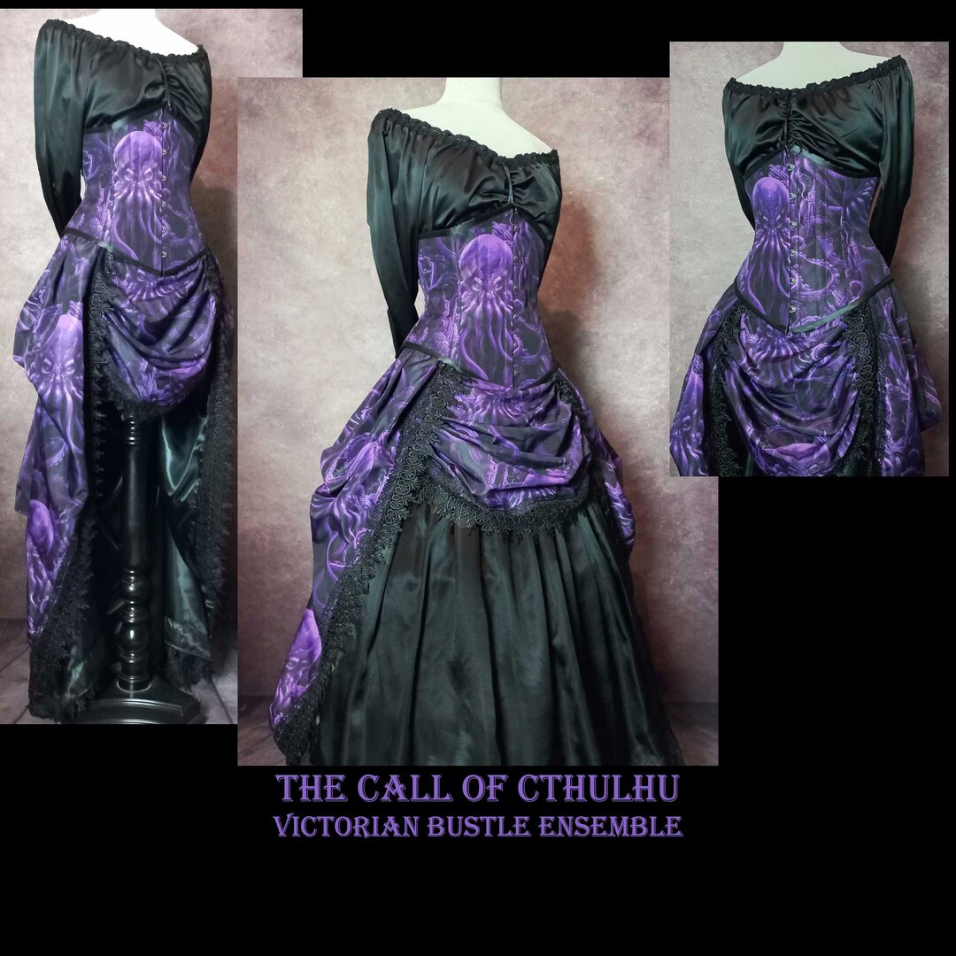 Cthulhu Lord of the Deep Corset Ensemble - Purple Gothic Victorian ...