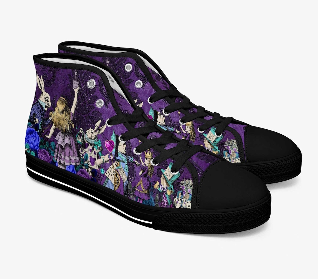 Alice in Wonderland Gothic Purple High Top Sneakers (JPAIWP) - Etsy