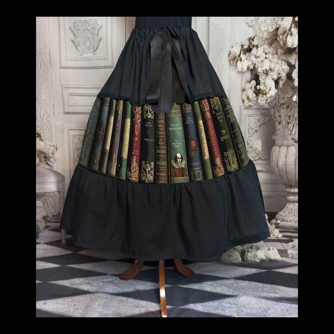 Library Books Print Skirt - Adjustable Waist, Plus Size Friendly - Etsy