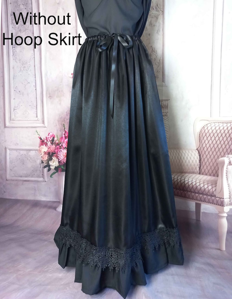 Long Black Satin Majestical Petticoat Black Bridal Skirt - Etsy