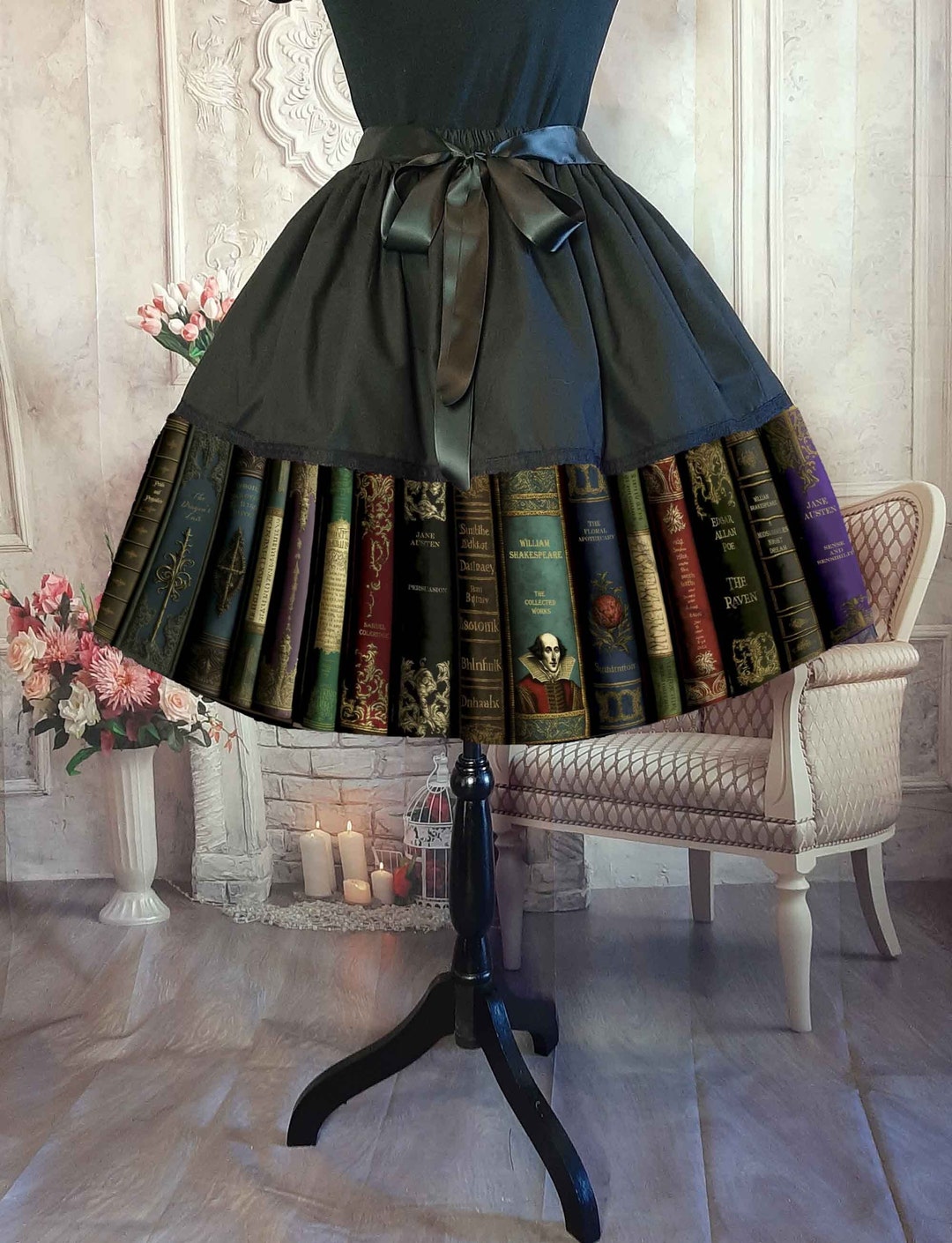 Library Books Full Skirt - 50's Style Costume Skirt - Literary Skirt ...