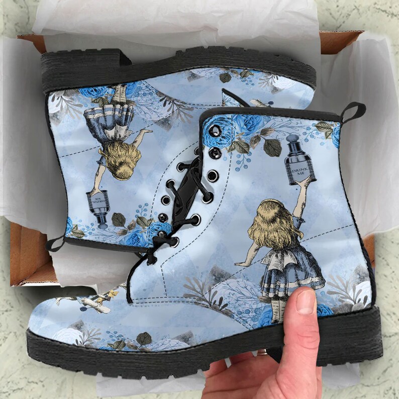 Blue Alice in Wonderland Boots Alice Pale Blue White Rabbit - Etsy