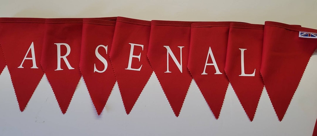 Arsenal Printed Bunting Red Flags With White Print Arsenal F.c Party - Etsy