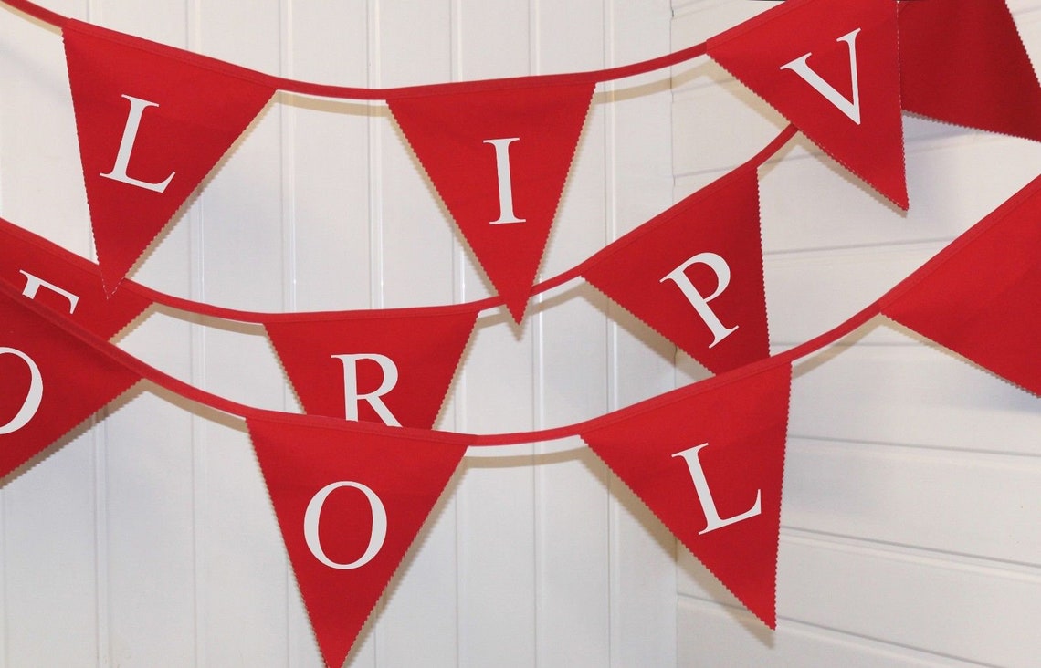 Liverpool Printed Bunting Red Flags With White Print | Etsy