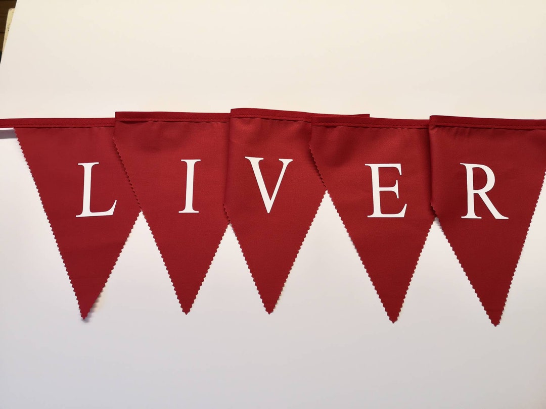 Liverpool Printed Bunting - Red Flags With White Print Liverpool F.c ...
