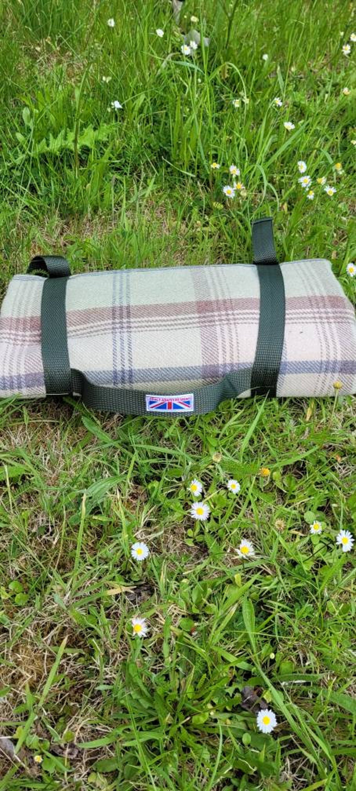 Green Tartan Picnic Blanket With Carry Strap Made in England - Etsy