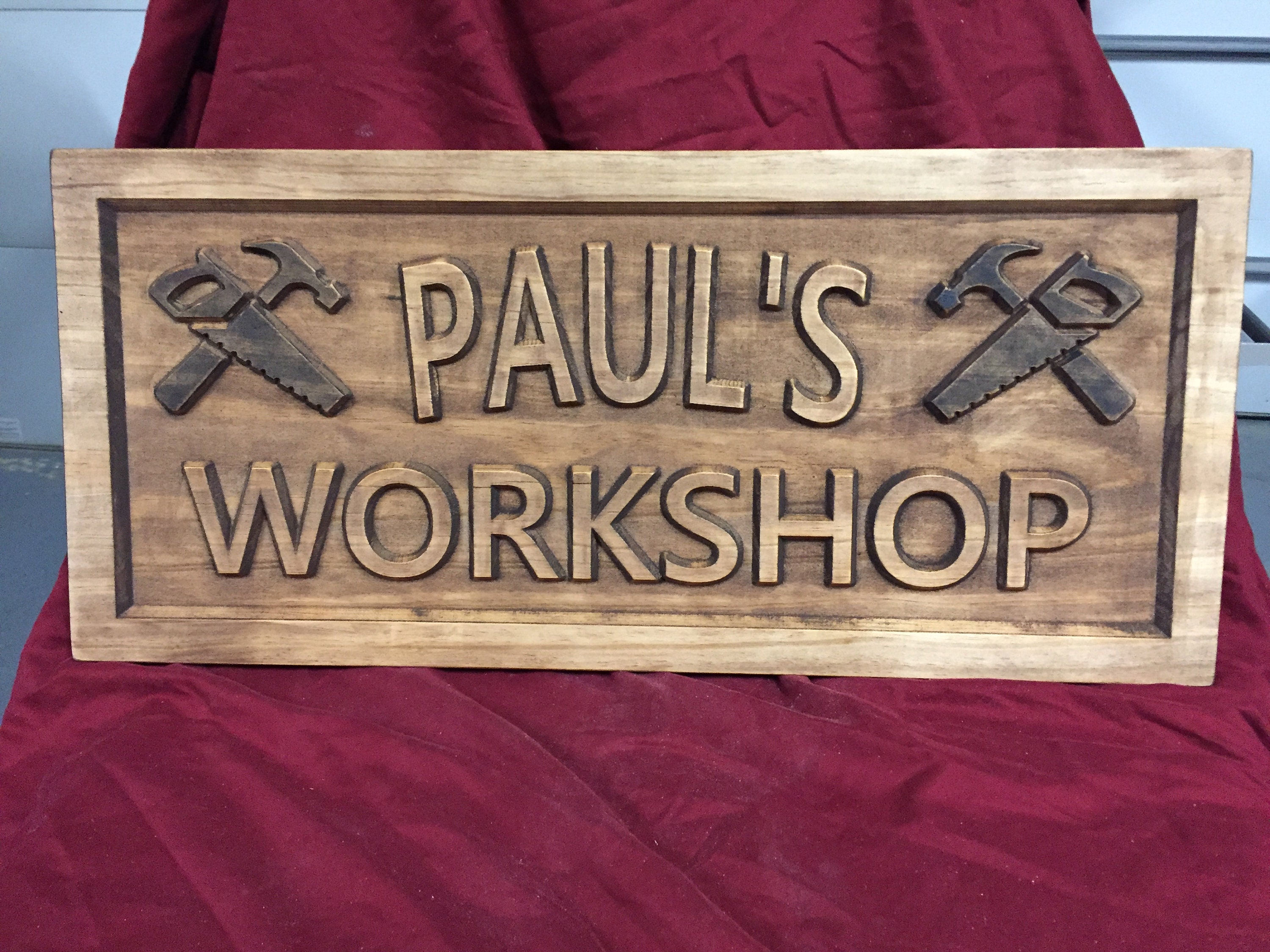 3d Sign Carved Wood Workshop With Tools With Your Name - Etsy