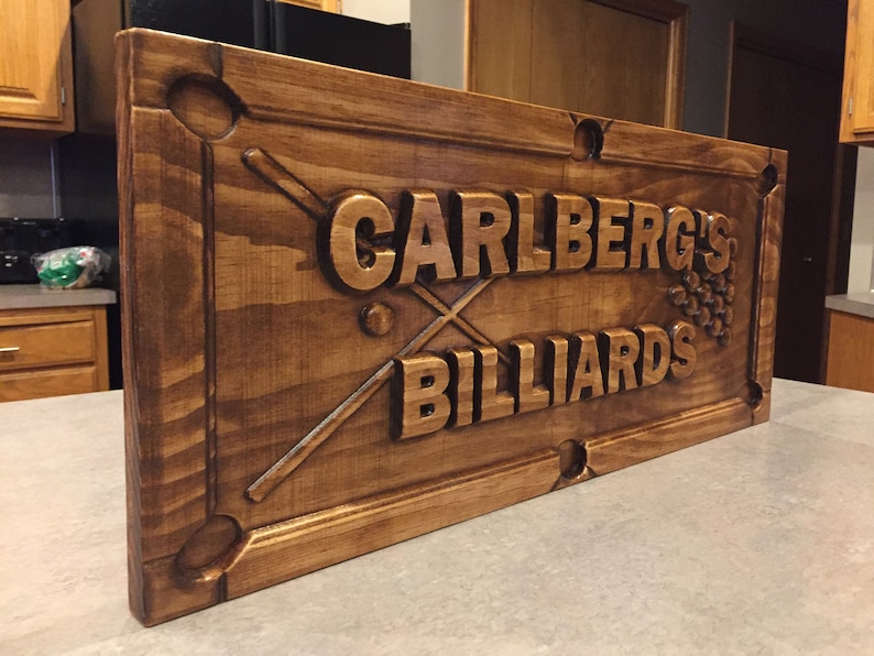 3D Carved Wood Sign Pool Table With Your Name - Etsy