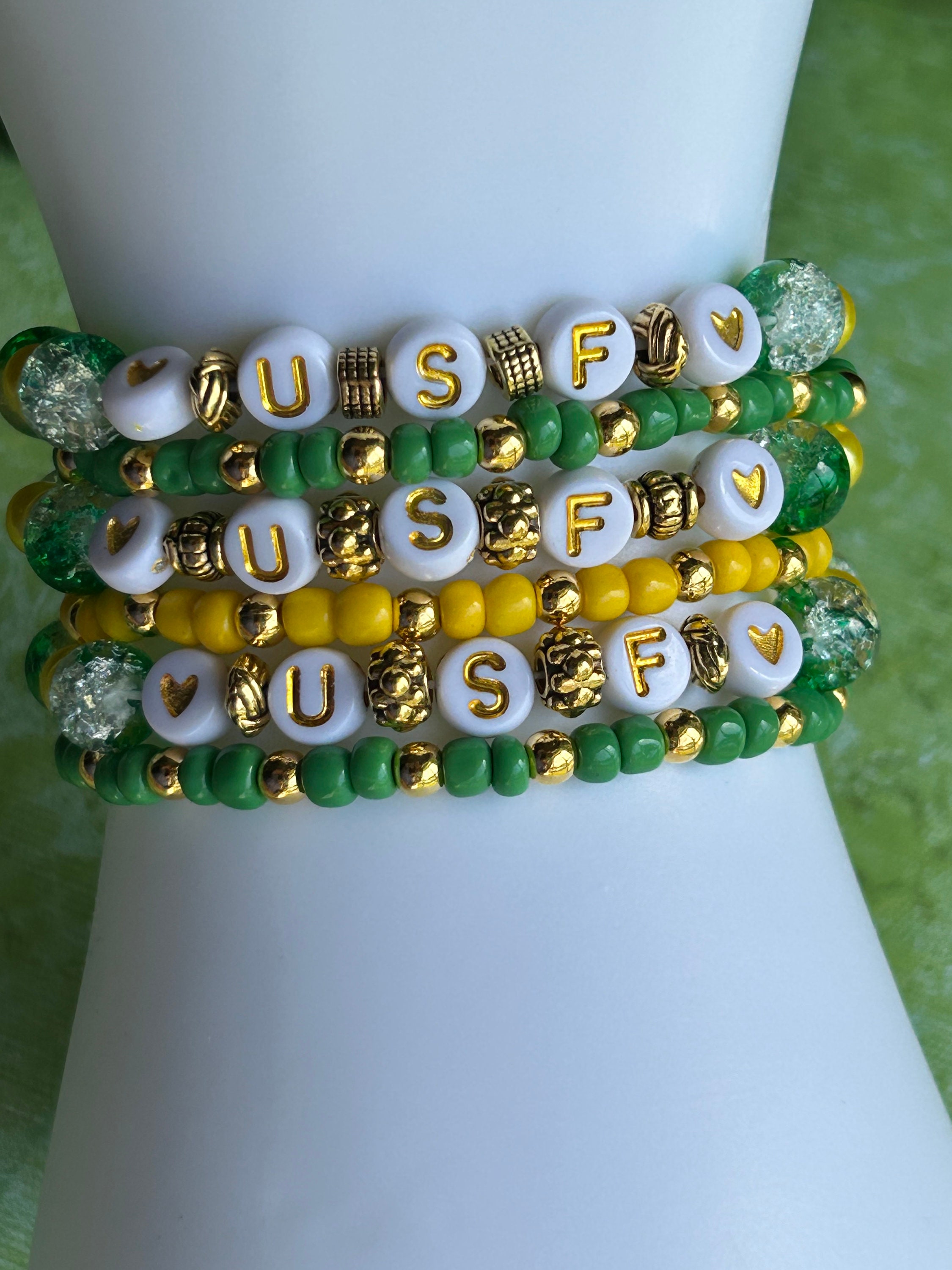 Michigan USF Beaded Stretch Bracelets Set UCF Virginia Cavaliers Ohio ...