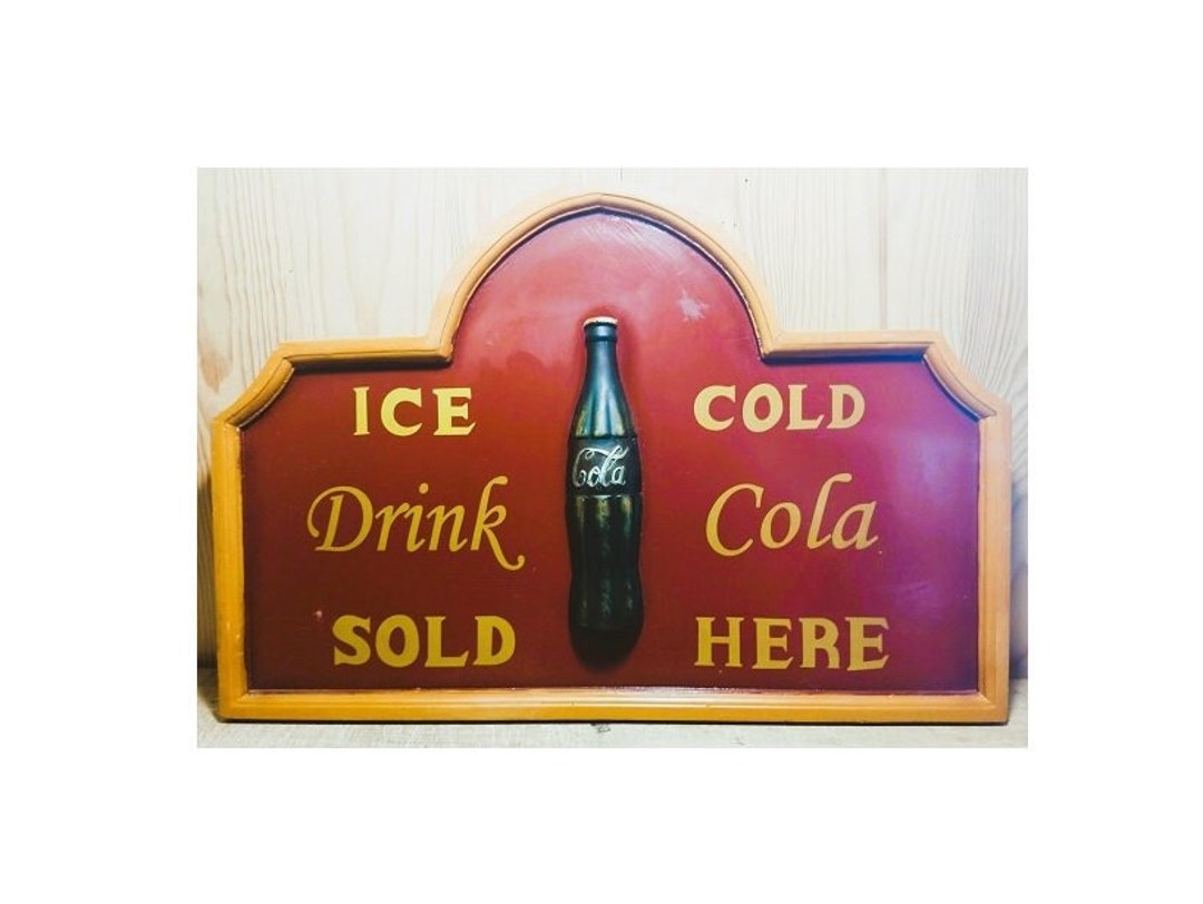 Vintage Wooden Sign Cola Soda Liquor Half Bottle in 3D Commerce ...