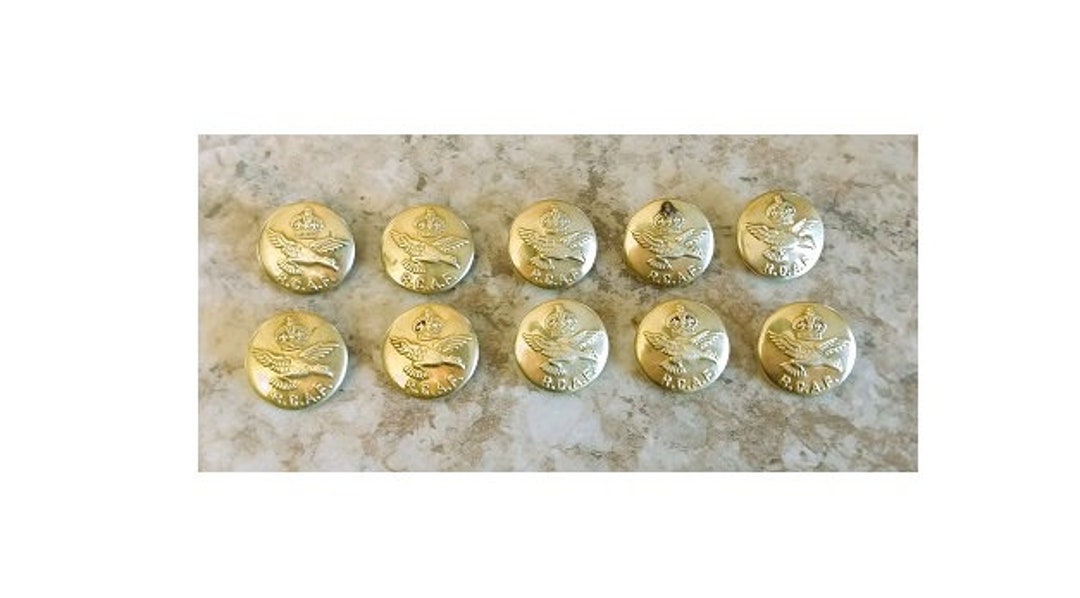 Set of 10 R.C.A.F. Brass Uniform Buttons. 1 Military Air Force RCAF ...