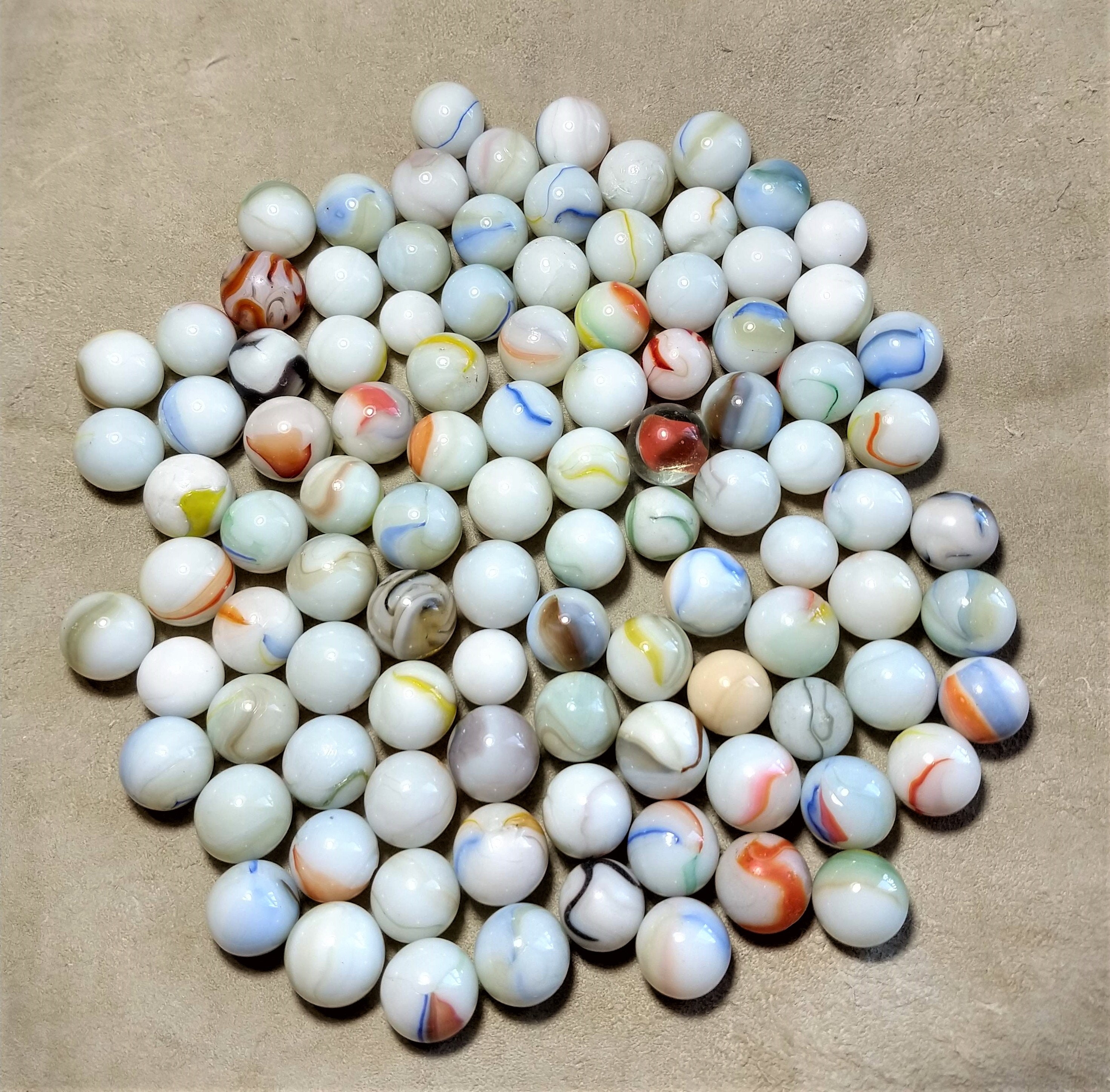 Lot 101 billes marbles akro agate peltier blanc et couleur | Etsy
