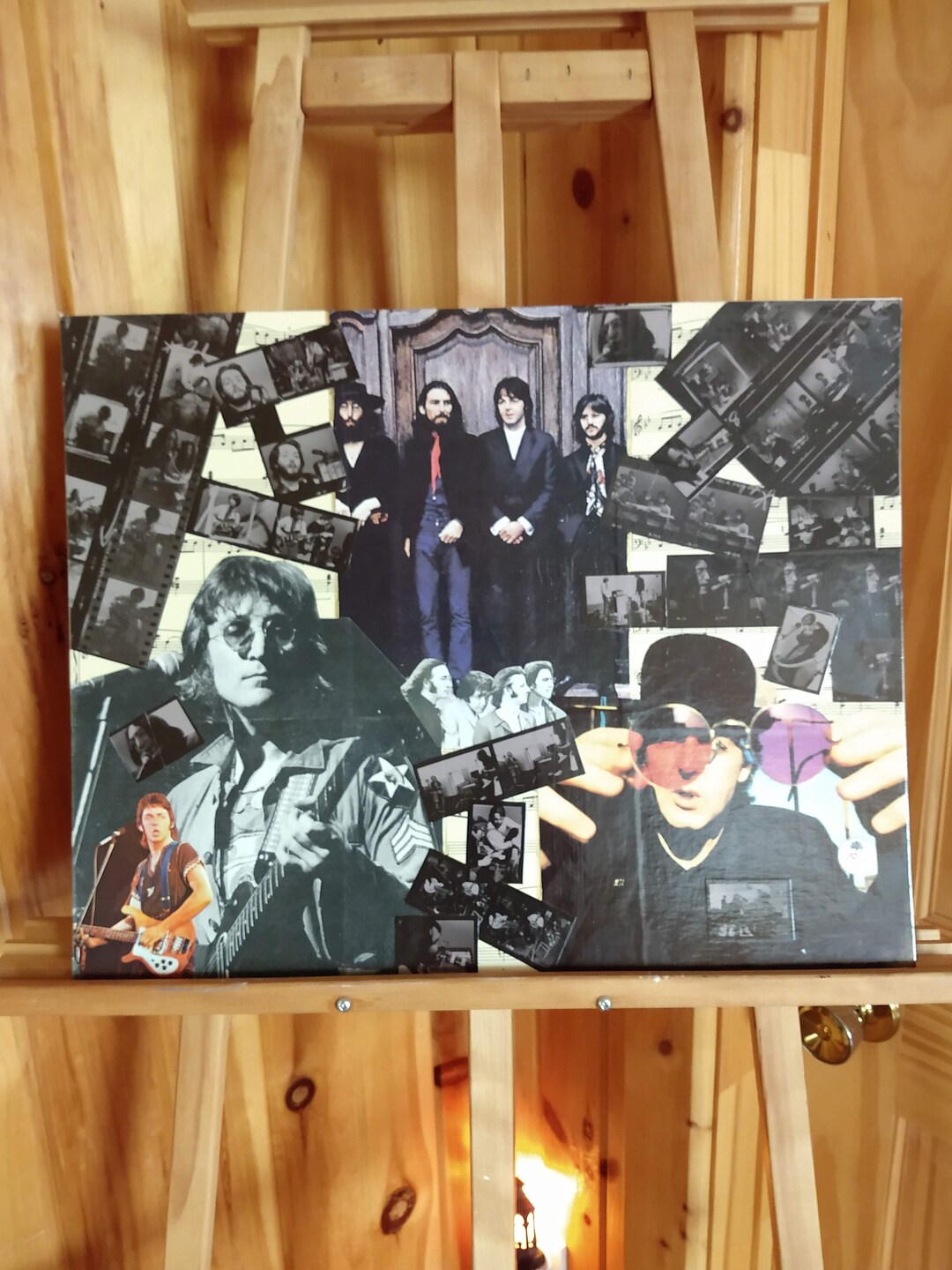 Yoly Vintage Beatles Art Collage on Canvas Cardboard 16 X 20 Unique ...