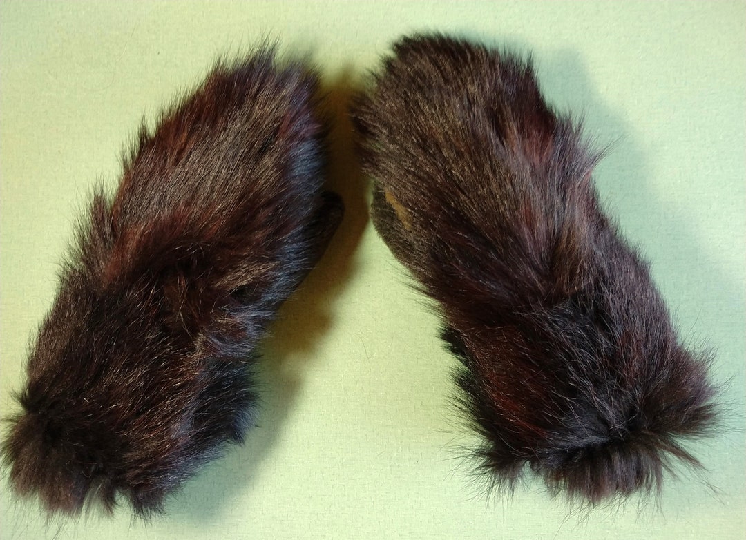 Pair of Recycled Fur Mittens Handmade Unisex Soft Warm Unique Gift Idea ...