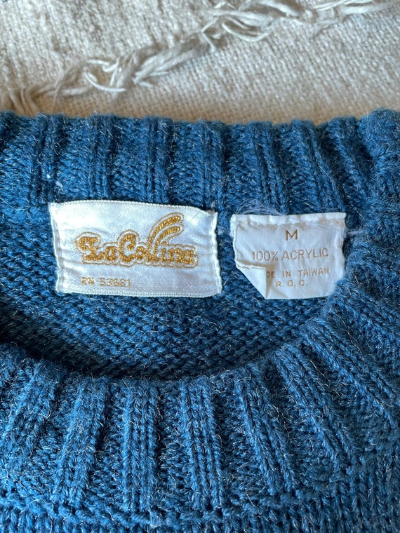 Vintage Blue Acrylic Sweater - Gem