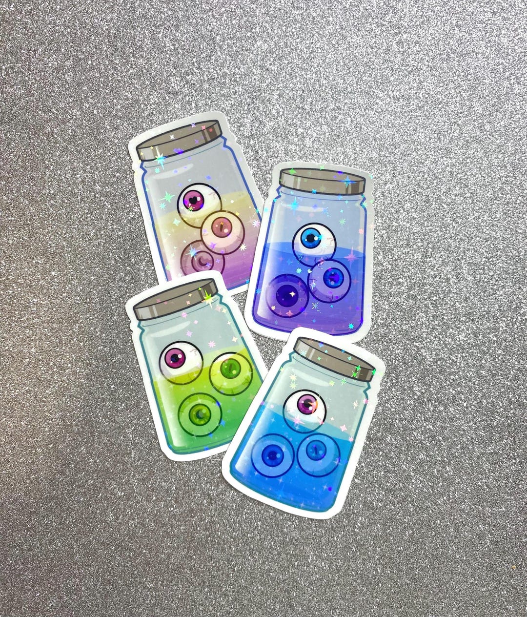 Eyeball Jar Sticker Spooky Potion Stickers Starry Holographic Sticker ...