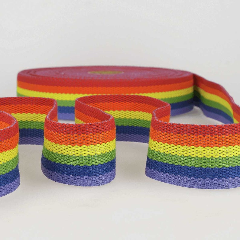 Striped Rainbow Webbing, Belt, Bag Strapping 40 Mm. Heavyweight. by the ...