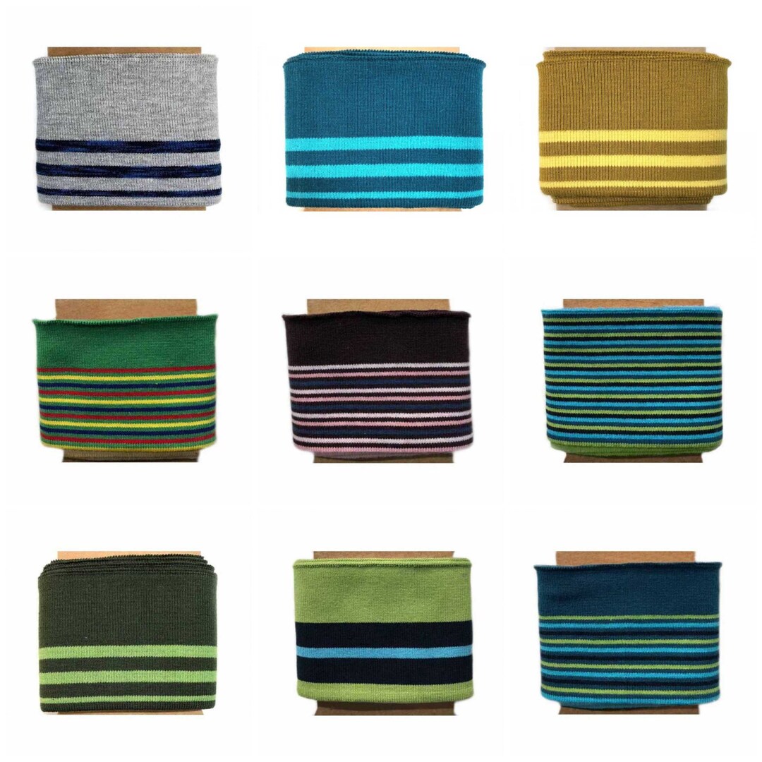 Multi Stripe Rib Knit Cuffing. Finished Edge Cotton Fabric: Ribbing for ...