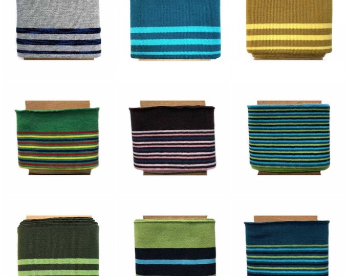 Multi Stripe Rib Knit Cuffing. Finished Edge Cotton Fabric: Ribbing for ...