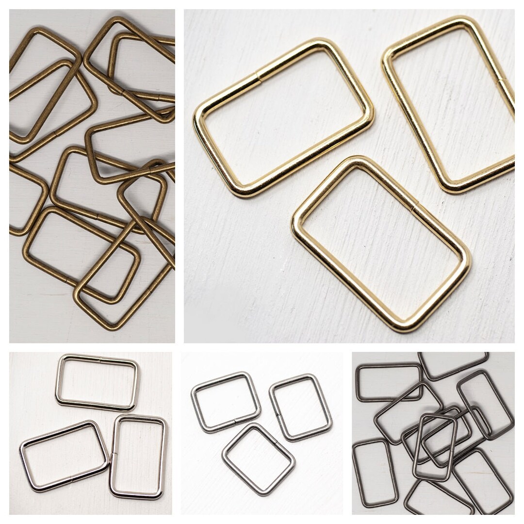 2 X Metal Rectangle Loop Ring Strap Connectors for Bag Making. 25/32/38 ...