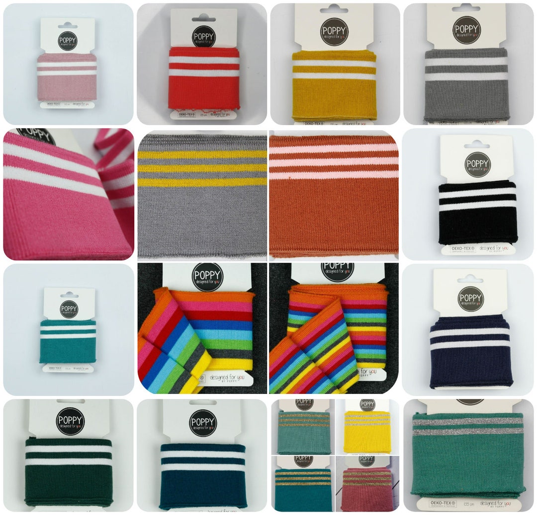 Double Stripe Cuffing by Poppy. OEKO-TEX Cotton Knit Fabric: Cuffs and ...