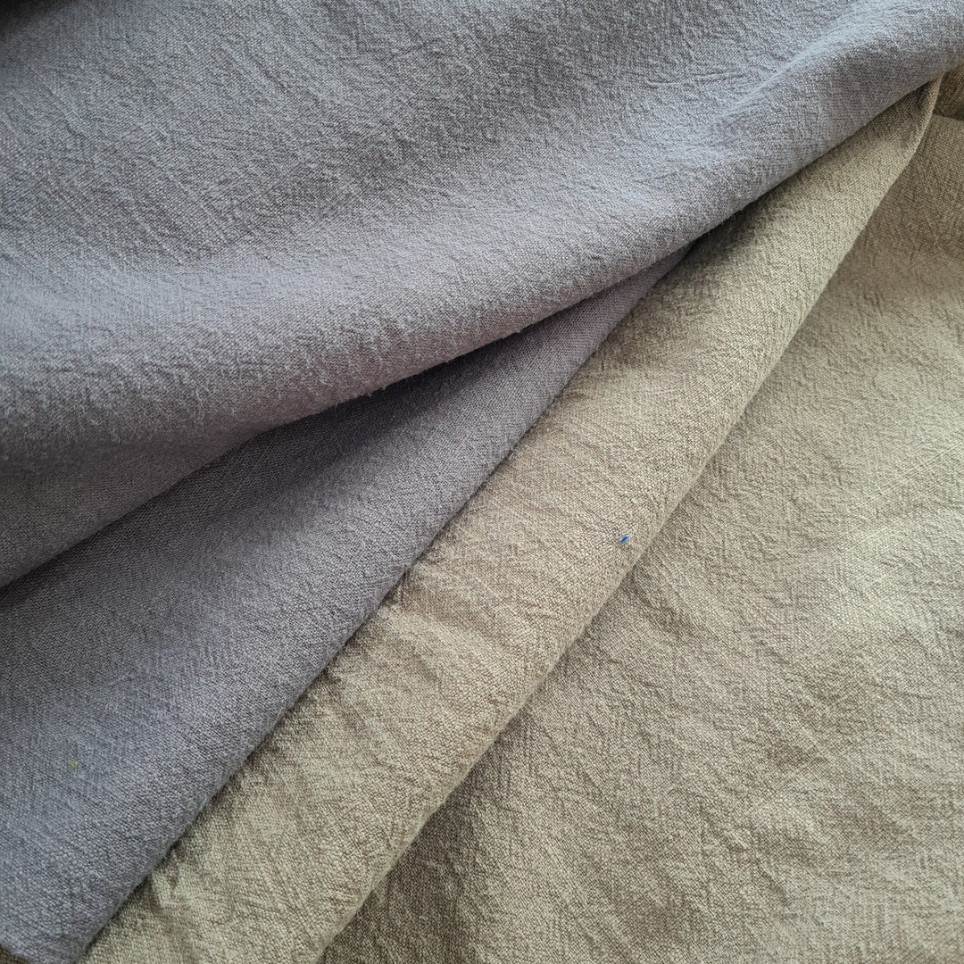 Bio Washed Linen Touch Fabric: Antra/charcoal and Khaki by the Half ...