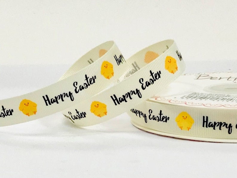 Happy Easter Ribbon Cotton/ Grosgrain Ribbon by Bertie's - Etsy UK