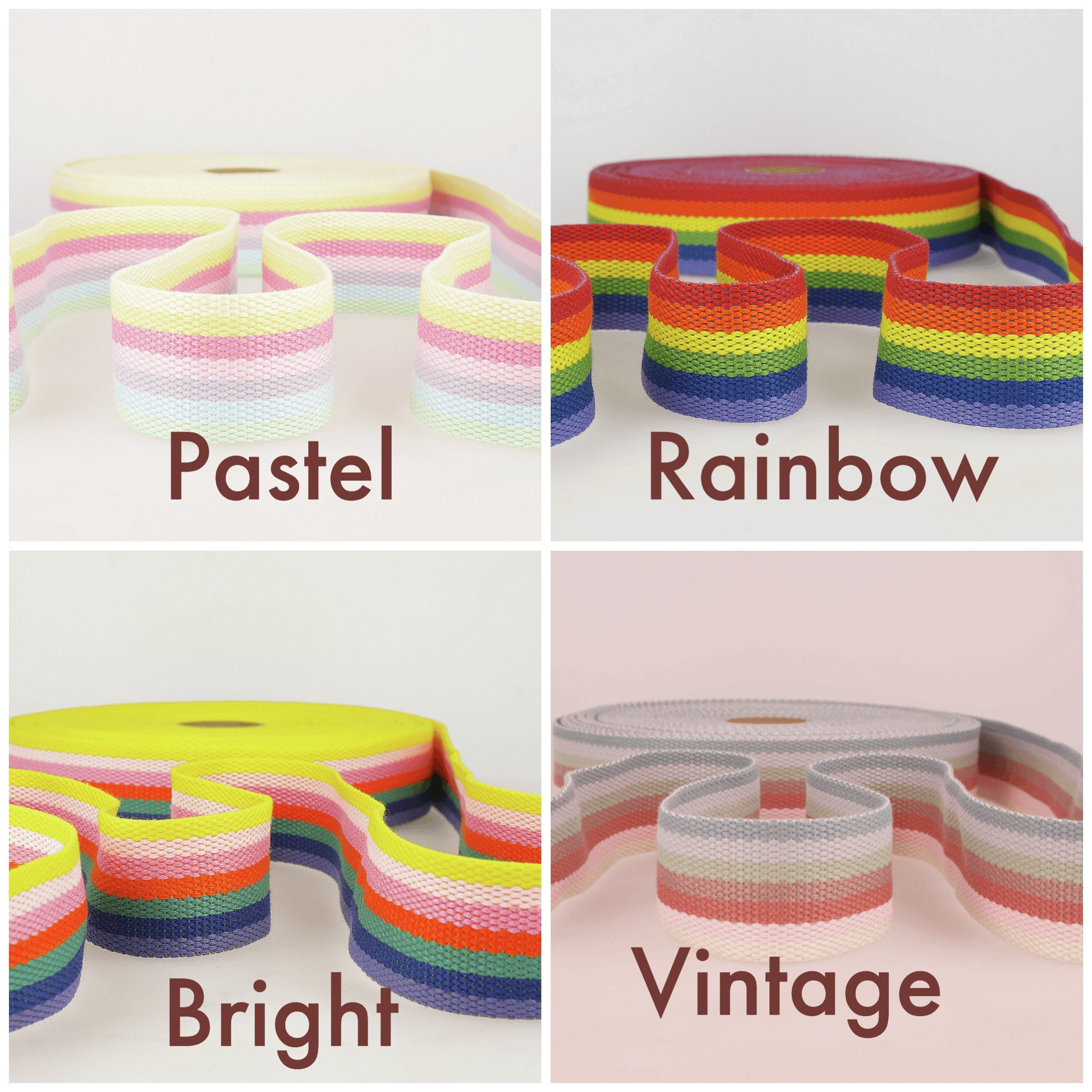 Striped Rainbow Webbing Belt Bag Strapping 40 Mm. | Etsy UK