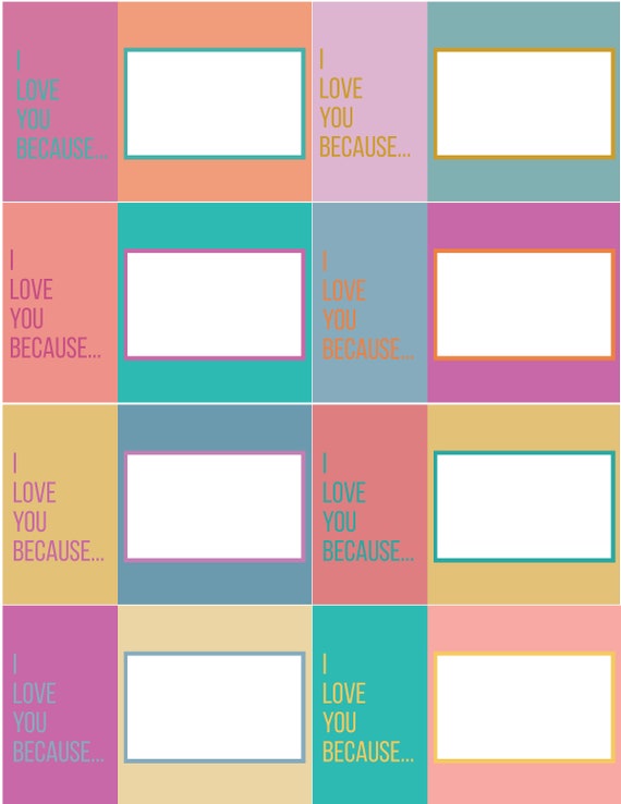 I Love You Because Printable Notecards MODERN LOVE NOTES | Etsy