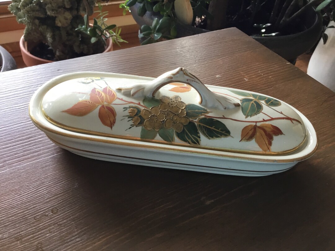 Razor Tray, Raised Gold Leaf Design RARE, Fall Colors Rare Divided ...