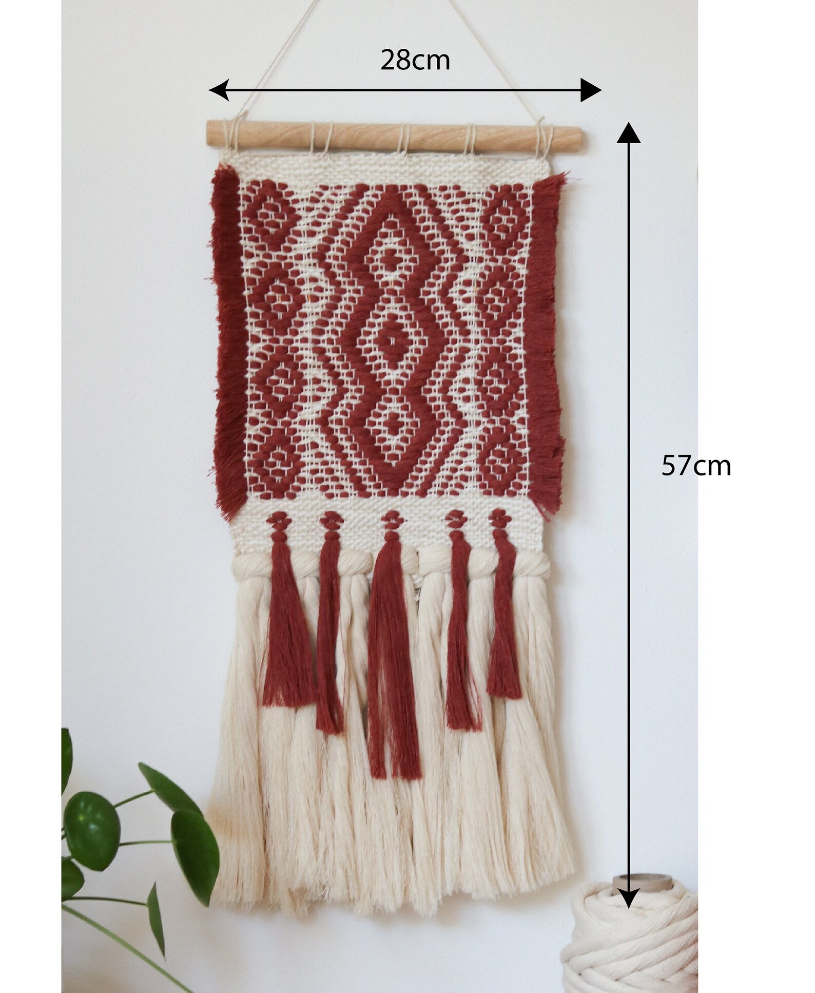 Red and White Diamond Twill Pattern Hand Woven Wall Hanging - Etsy