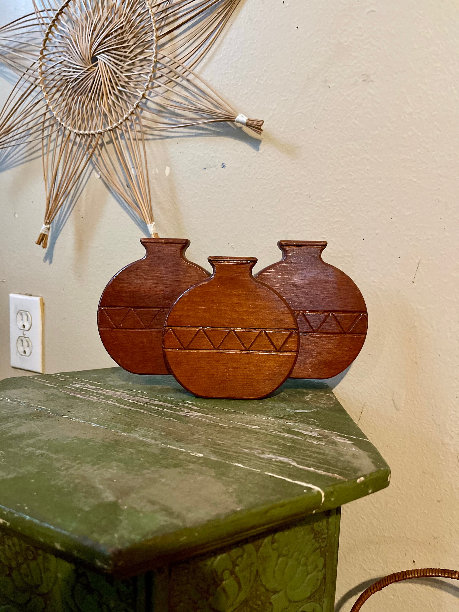 Decoración de la pared de jarrones redondos de madera del | Etsy